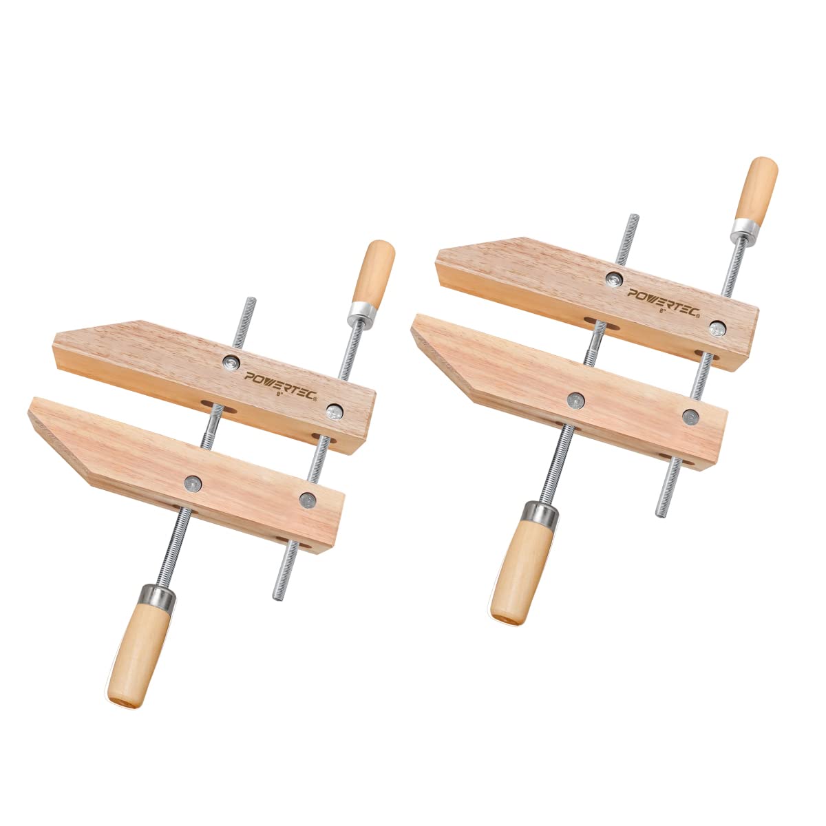 POWERTEC 71523 Wooden Handscrew Clamp – 8 Inch | Hand Screw Clamps for Woodworking, 2PK