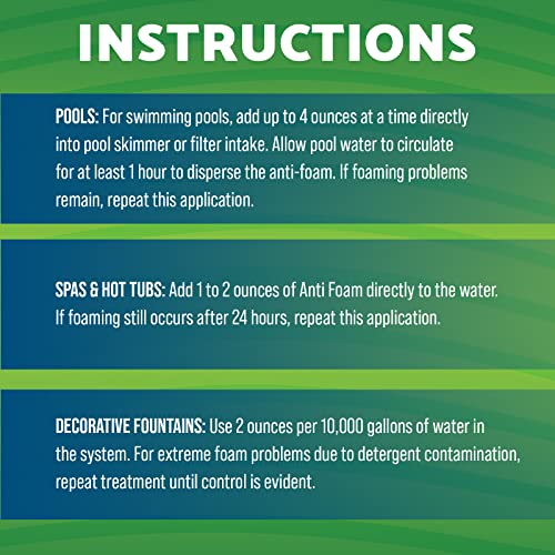 Pool & Spa Anti Foam Defoamer Concentrate - 1 Gallon