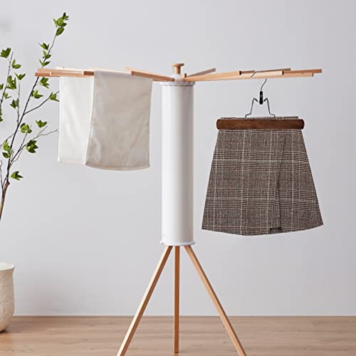 Nature Smile Wooden Pants Skirt Hangers, Smooth Finish Solid Wood Non Slip Jeans Slack Clamp Hangers Hair Extension Hangers (10 Pack Retro)