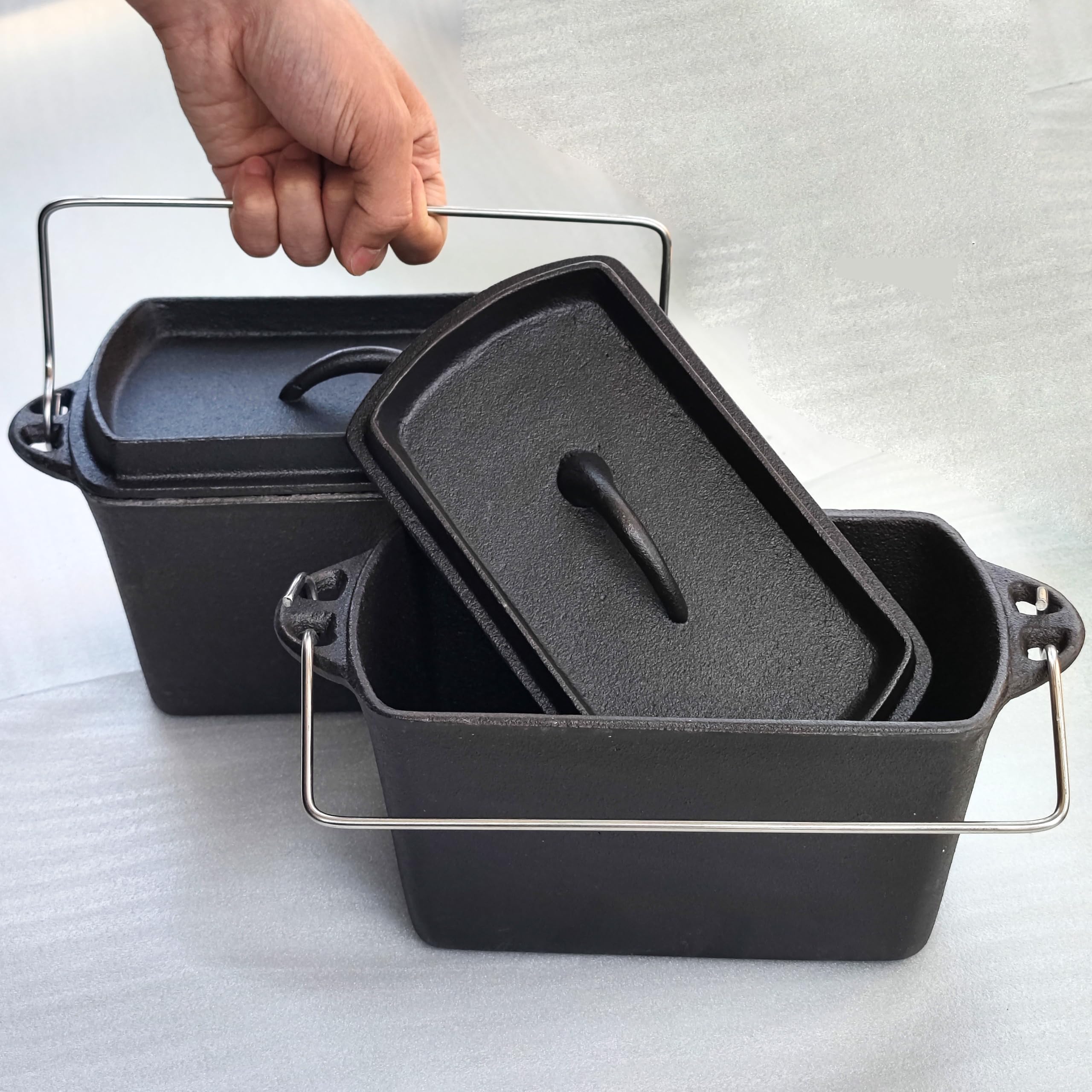 Voulosimi Cast Iron Loaf Oven Pan - Rectangular Baking Pan for home baking (1 PCS, 4.33"x4.92"x8.66")
