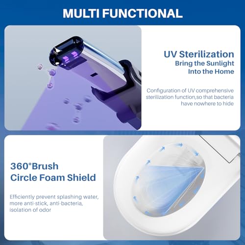 Upgrade Smart Bidet Toilet with Heated Water,Adjustable Washing Settings,LED-light, Air Dryer, One Piece Bidet-Toilet with Remote Control,Auto Open Cover