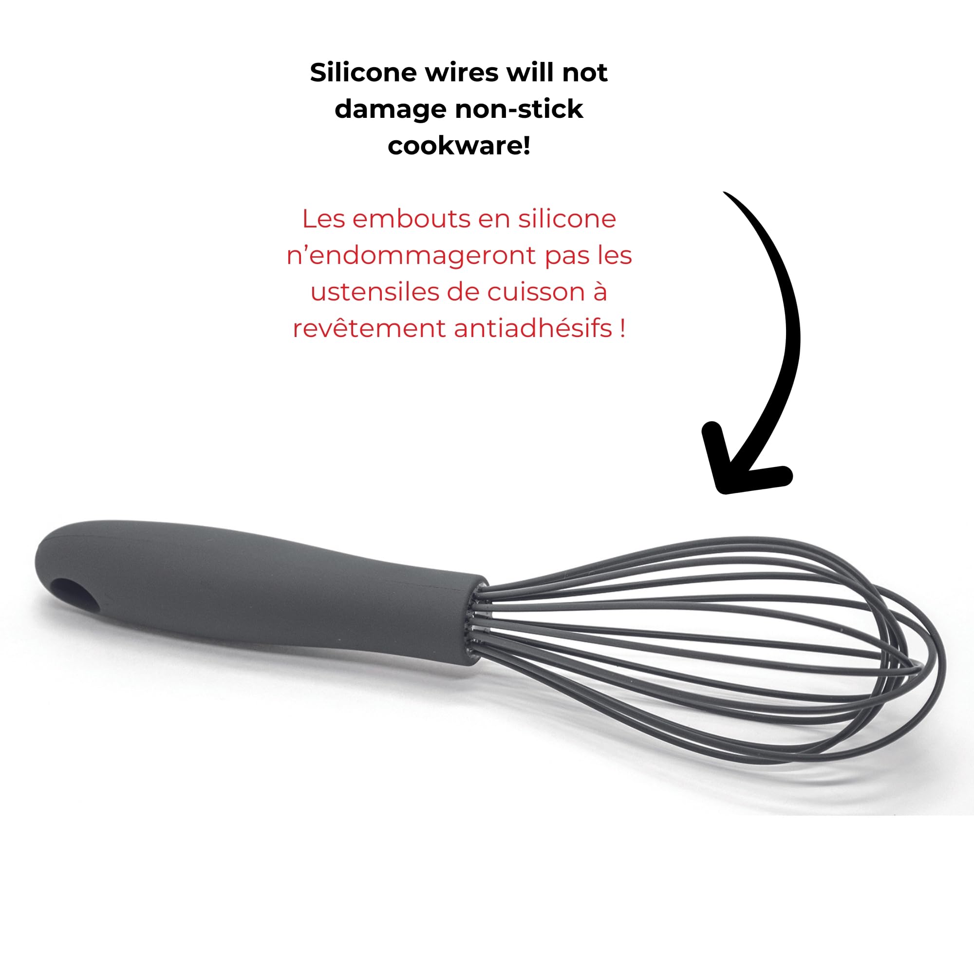 Gourmet By Starfrit 080317-006-0000 Silicone Whisk Utensils, NORMAL, Gray