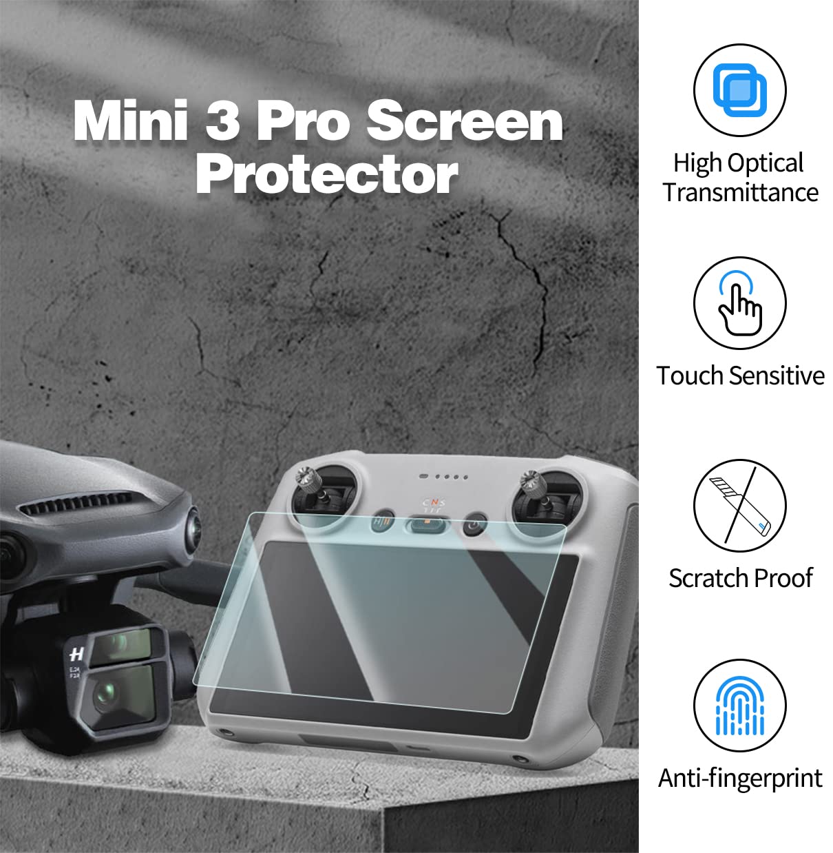 Mini 3 Pro Case, Mini 3 Pro Carrying Case with Shoulder Strap and Screen Protector, Portable Travel Case with for DJI Mini 3 Pro, DJI RC/DJI RC-N1 Remote Controller Accessories, Black