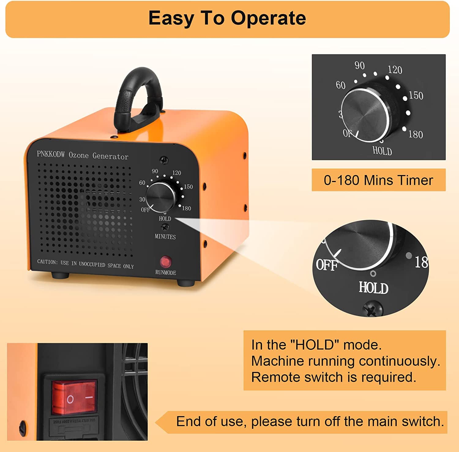 PNKKODW Ozone Generator 24000mg/h Ozone Machines for Home & Commercial Use Car Basement Offices Smoke Pet Room