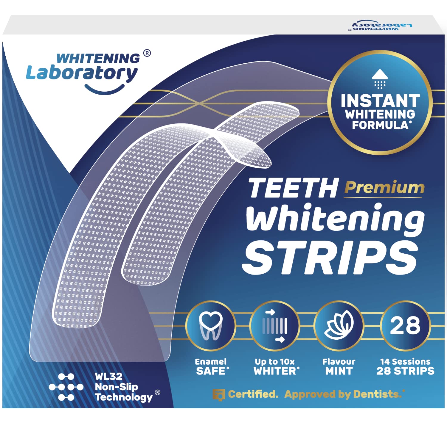 Professional Teeth Whitening Strips - 14 Sessions - Safe for Enamel - 28 Hydrogen Peroxide Strips - Removes Deep Stains