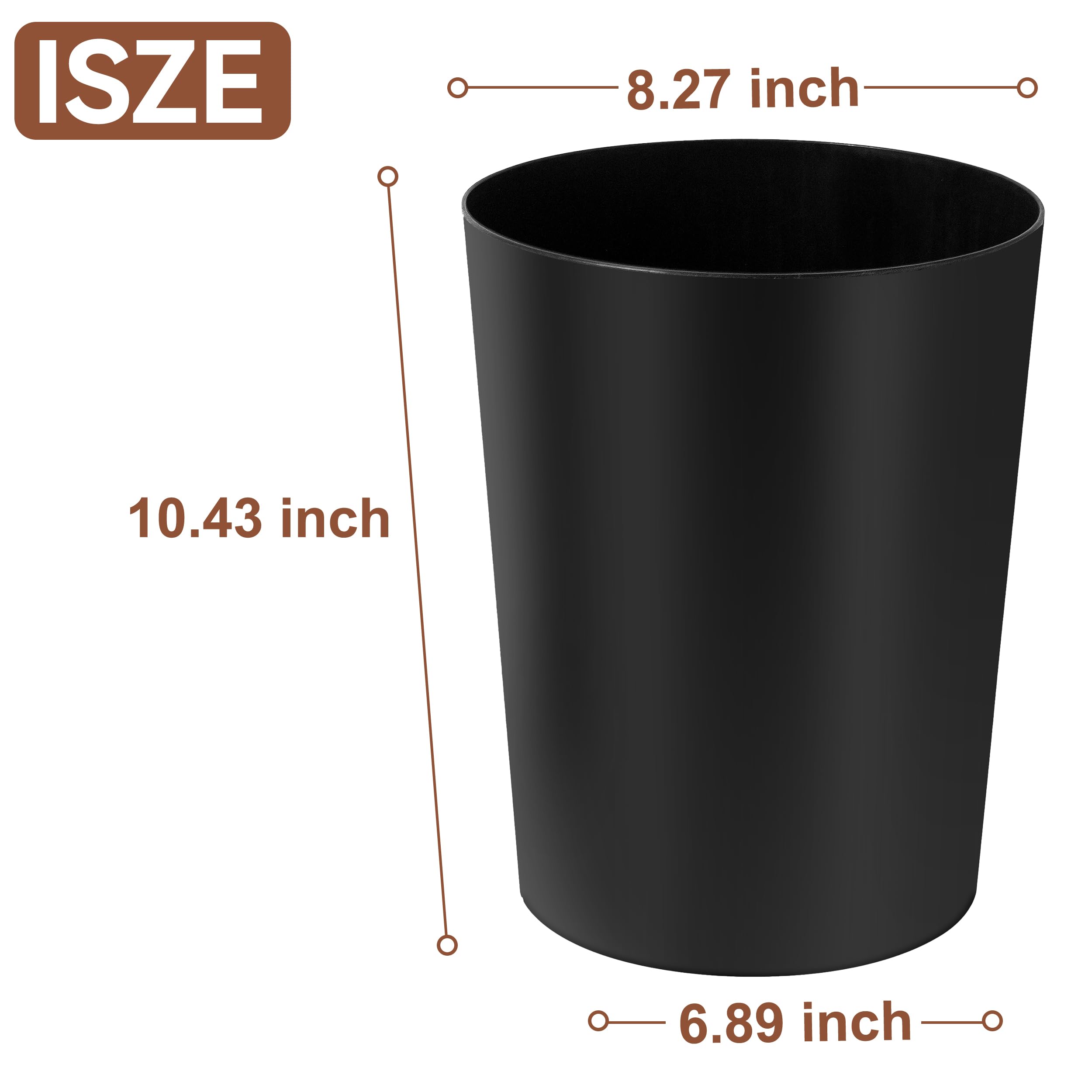 Soddeph 2.5 Gallon Trash Can,Plastic Garbage Recycling Bin,Waste Trash Bin,Round Container Bin Wastebasket forOffice,Home,Bathroom,Kitchen (Black, 3 Pack)
