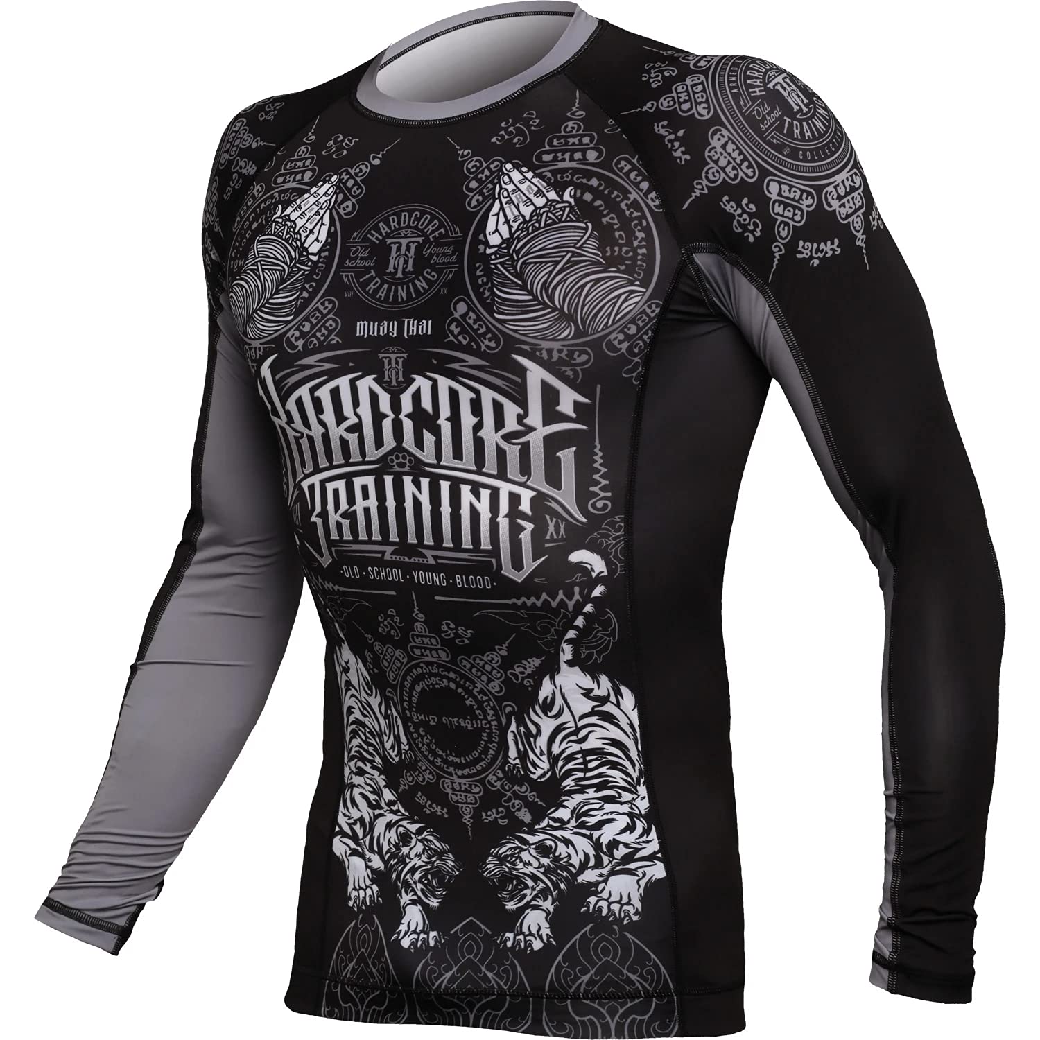 Hardcore Training Hammer Men's Rash Guard Compression Long Sleeve MMA No-Gi Tight BJJ Grappling Base Layer (as1, Alpha, xx_l, Regular, Green)