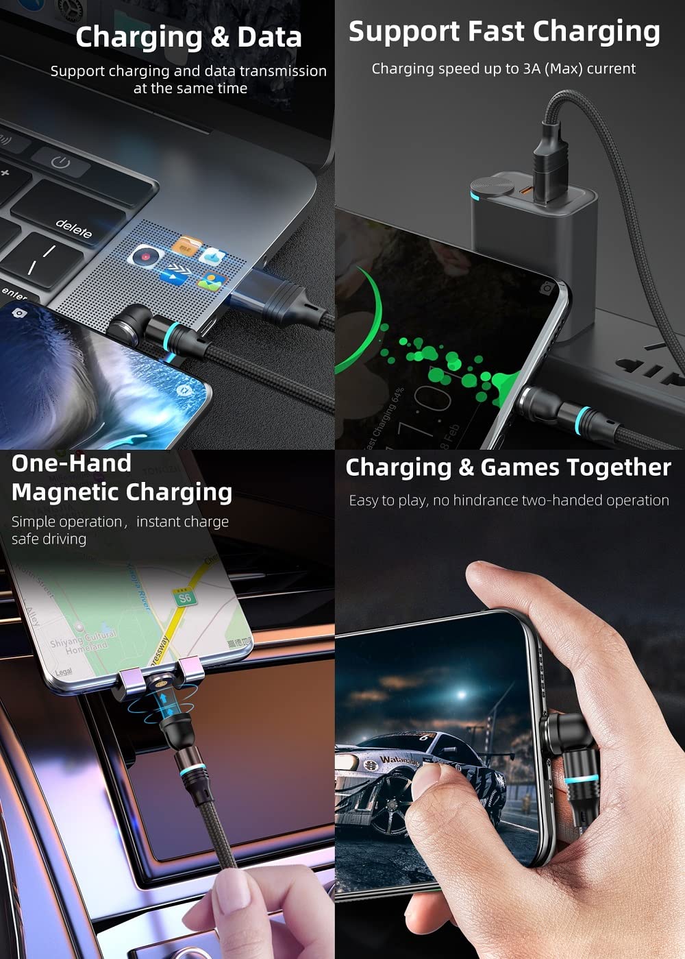 Raosky Magnetic Charging Tips 5pin Series,Type-c Tips 9Pack,Magnetic Type-C Tips,Just Charger Tips Without Magnetic Data Cable(Just 5pin USB-C Tips,9Pack)