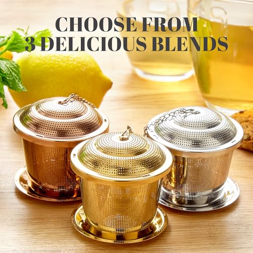 Loose Leaf Tea Infuser (Set of 2) with Tea Scoop and Drip Dray by Apace - Ultra Fine Stainless Steel Strainer & Steeper for a Superior Brewing Experience