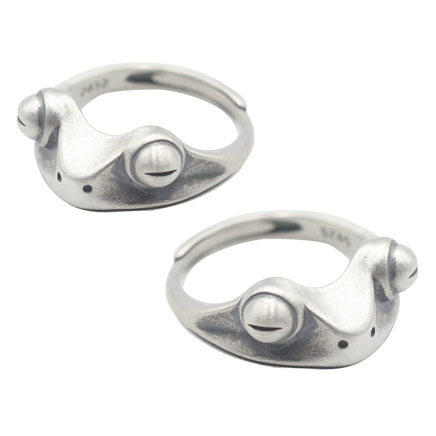 gootrades 2pcs Retro Frog Rings,Unisex Alloy Frog Open Adjustable Couples Rings,Animal Engagement Ring Finger Ring (2pcs Silver)