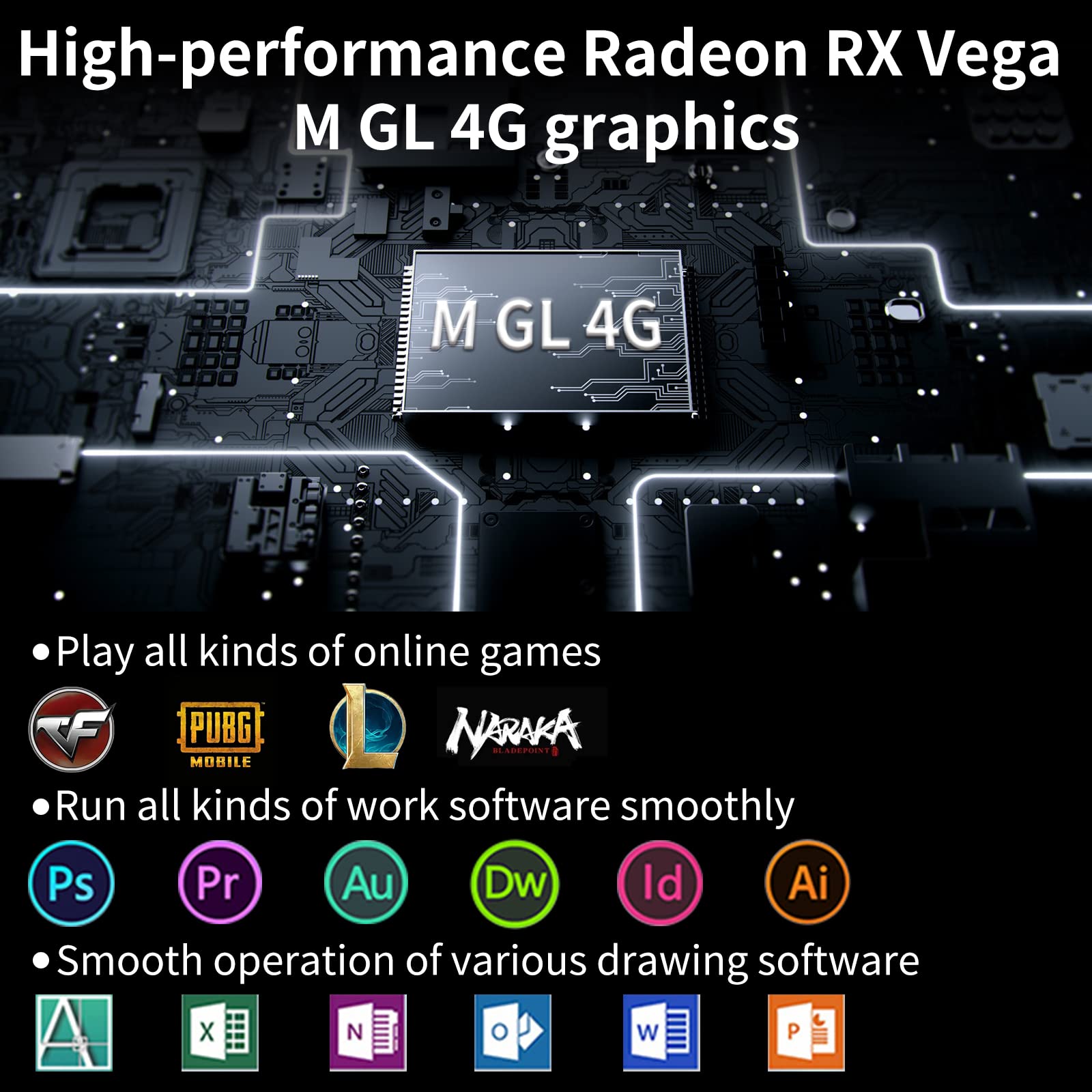 Mini Computers, KINUPUTE Gaming Desktop PC Core i7-8706G 3.1-4.1GHz, Radeon RX Vega M GL/GH 4G Graphics, Windows 11 Pro, 16G DDR4/ 512G NVME SSD, HDMI, VGA, 4K@60Hz, Dual-band Wifi, Bluetooth4.0, HTPC