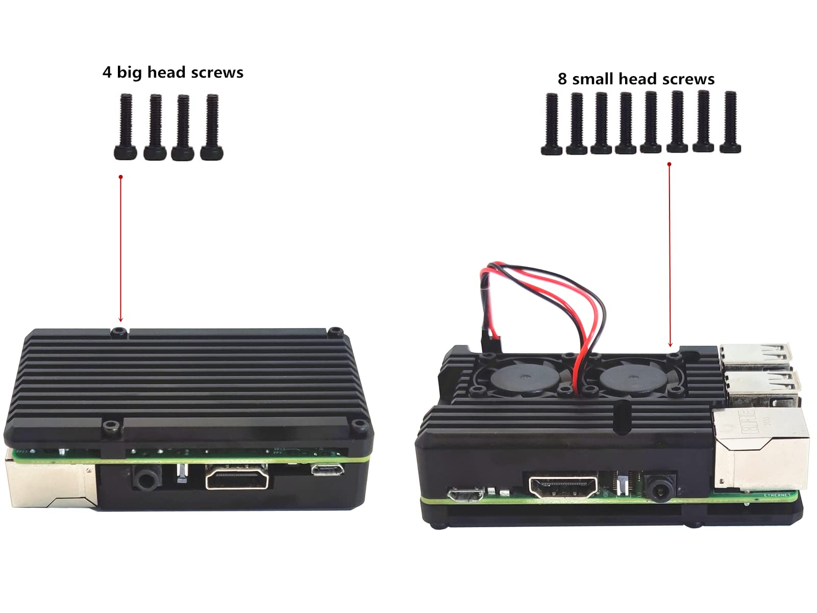 Raspberry Pi 3B Aluminum Aolly Case, Raspberry Pi 3 Model B+ Passive Cooling Case with Dual Cooling Fan