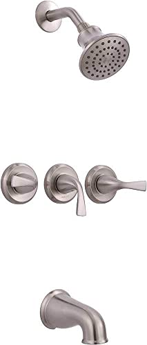 Premier 3552595 Sanibel Three-Handle Tub & Shower Faucet, Brushed Nickel, 7.48" x 7.48" x 7.48"