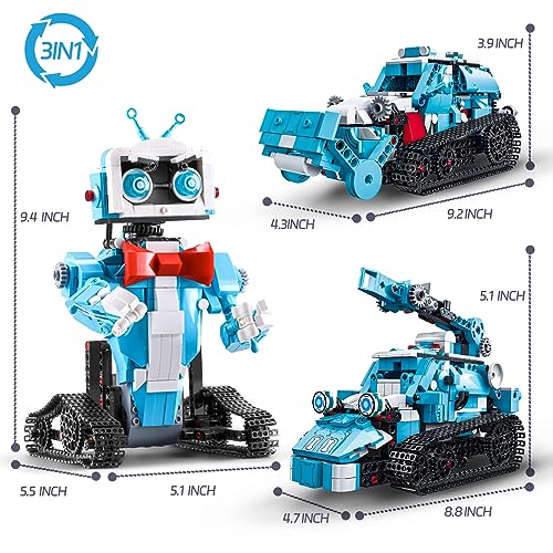 STEM Robot Building Toys for Kids Compatible with Lego Sets 3in1 Remote & APP Controlled Robot Building Kit Engineering Learning Educational Rechargeable Robot Toy Gifts for Boys Girls (726 Pcs)