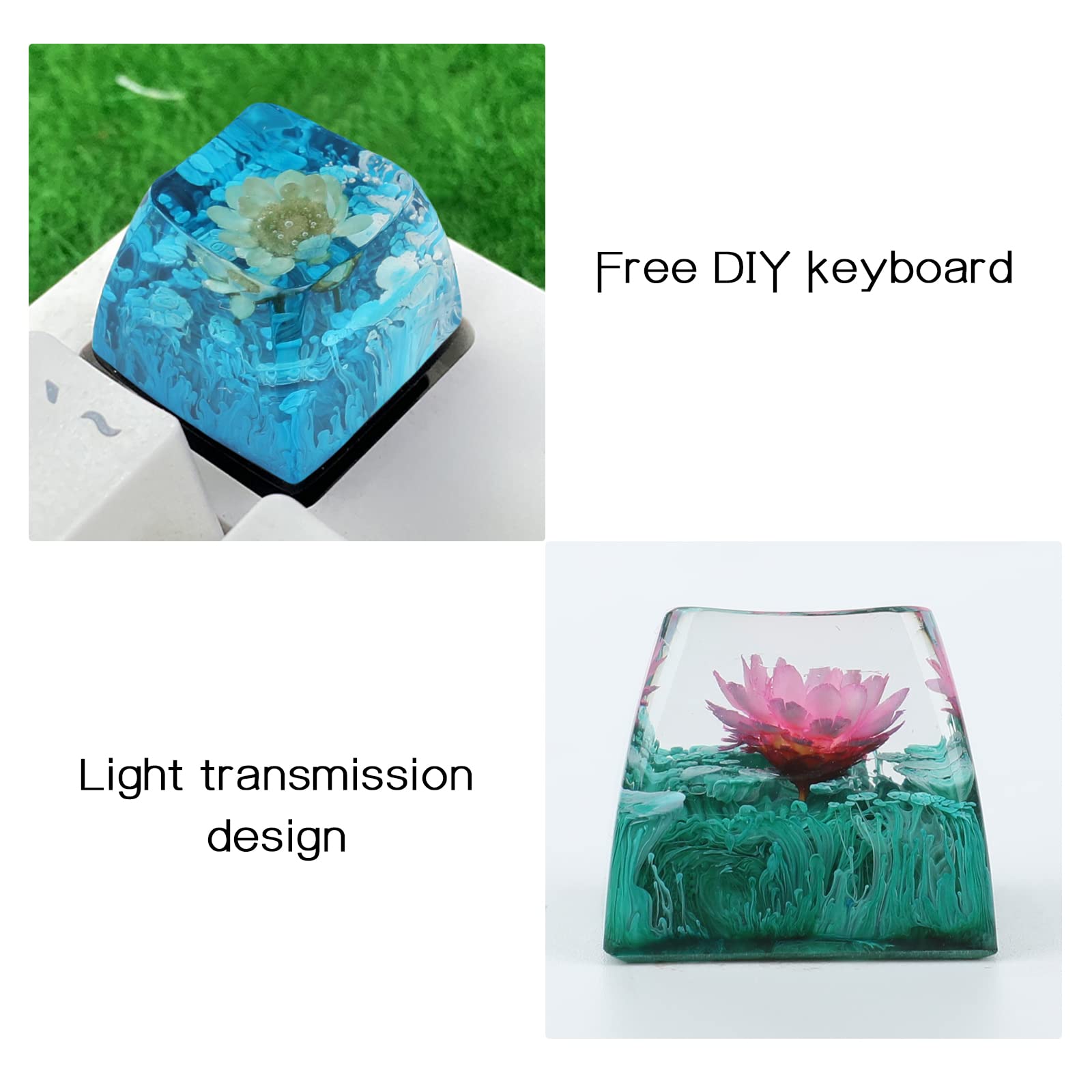 Pearlead Resin Backlit Keycap SA Profile Keycap R4 Keycap Esc Keycap Gaming Keyboard Keycap DIY Replacement Keycap for Mechanical Keyboard MX Switch Bluebell