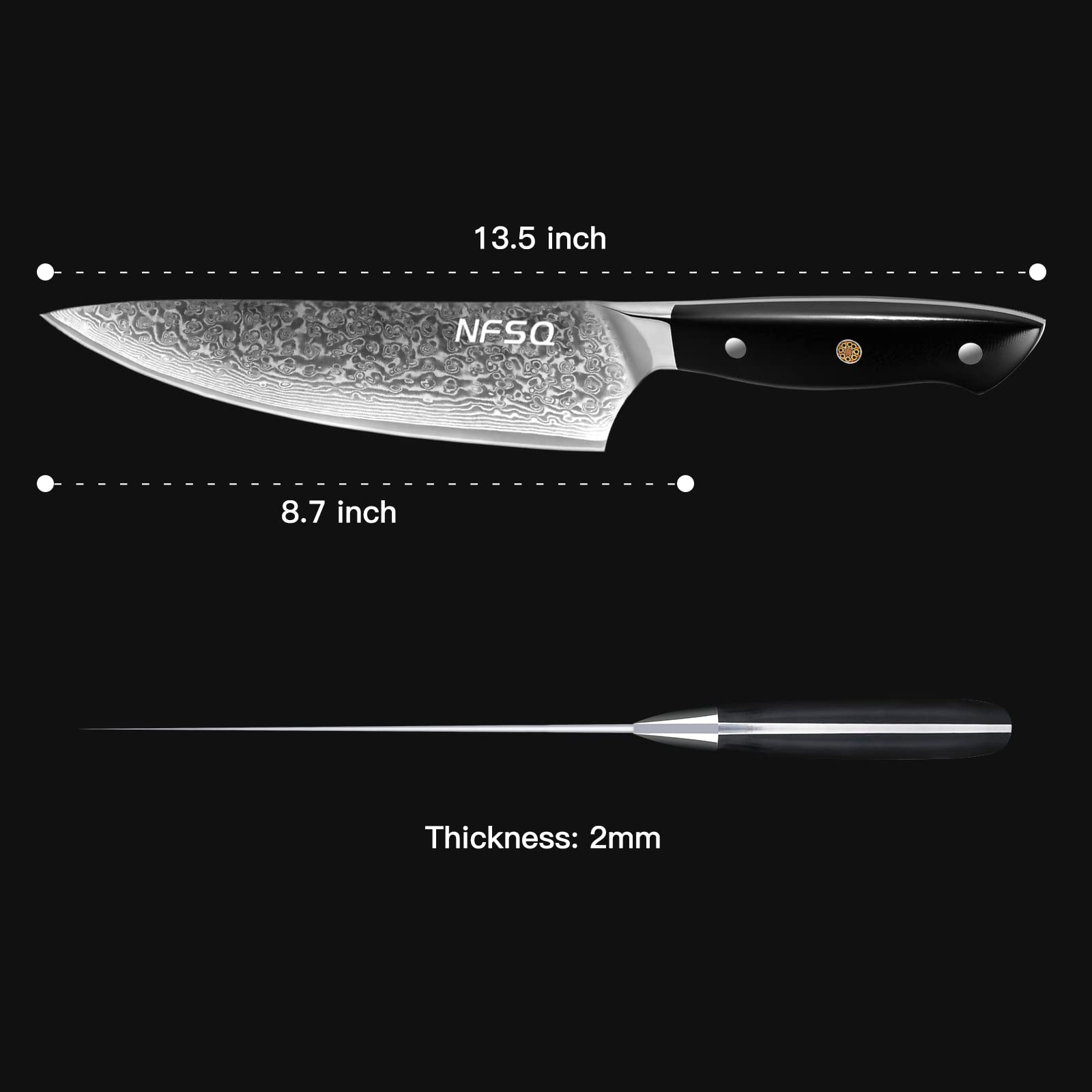 NFSQ Chef Knife Ultra Sharp Kitchen Knife Set 8-Piece, Premium High Carbon Stainless Steel Chefs Knife Set, Ergonomic Handle Professional Knives Set for Kitchen with Gift Box
