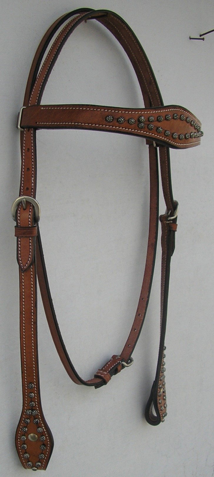 GSk Reitsports New Premium Leather Western Headstall Curved Black Mini Studs Attach