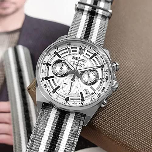 SEIKO Sport Watch SSB401P1, White, Nylon Strap
