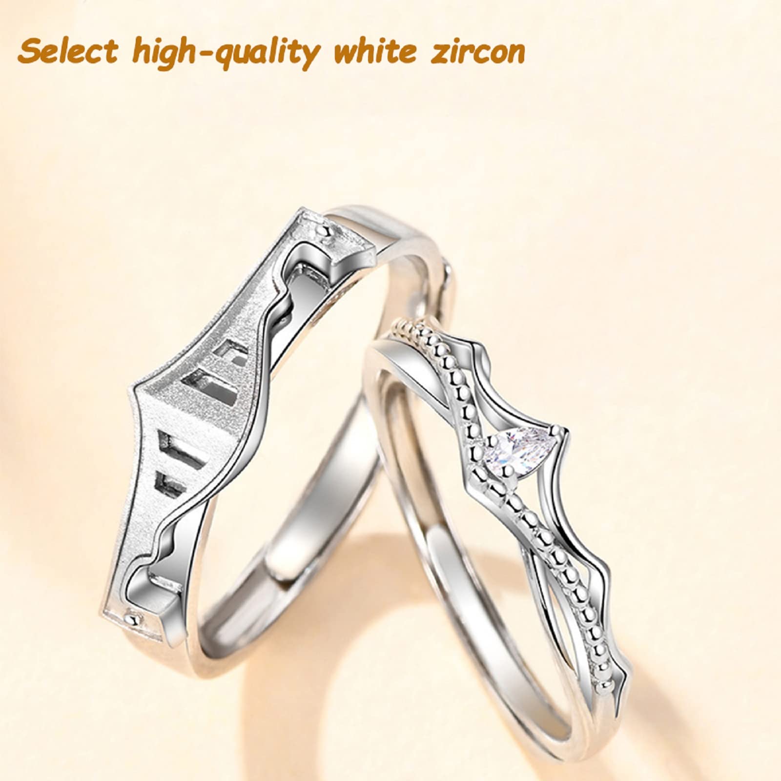 JASXEYO wedding ring sets for him and her,promise rings for couples,promise rings for her,matching rings for couples,dainty rings,Adjustable Princess and Knight Rings Set His and Hers (women's)