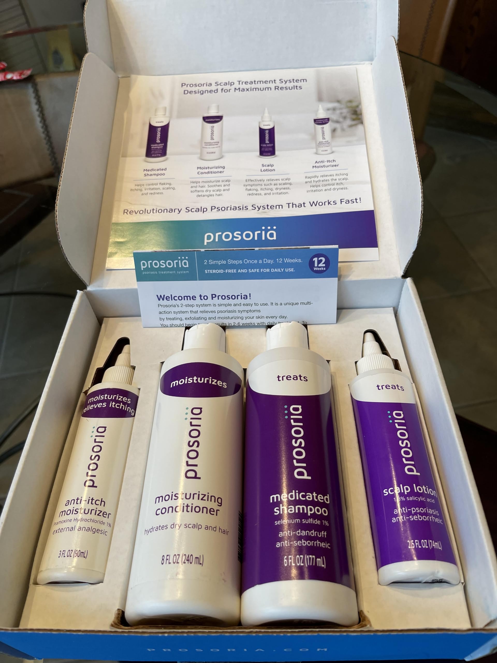 Prosoria Scalp Treatment Kit (4-Pack) Relieves Scalp Psoriasis Symptoms Fast – Controls Itching, Flaking, Scaling, Irritation and Dryness. Revitalizes and Moisturizes Scalp and Hair. Maximum Strength
