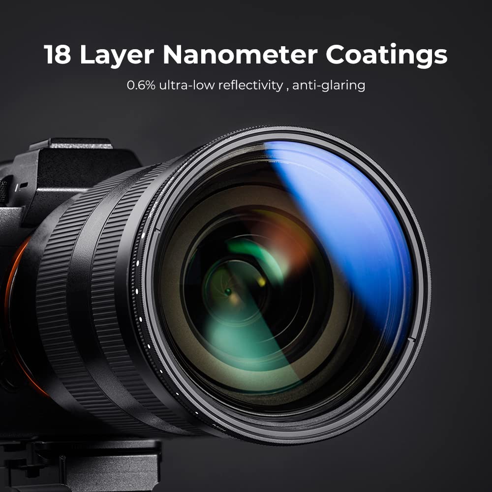 K&F Concept 77mm Variable ND Lens Filter ND2-ND400 (1-9 Stops) 18 Multi-Layer Coatings Adjustable Neutral Density Ultra Slim Lens Filter for Camera Lens (K-Series)