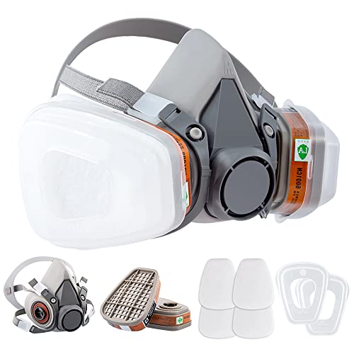 RBLCXG Respirator Mask Reusable Half Face Cover Gas Mask, Paint Face Cover Face Shield with Filters for Painting, chemical, Organic Vapor, Welding, Polishing, Woodworking and Other Work Protection