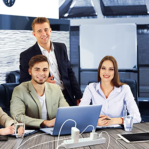 Power Strip with USB ZLMHONE Power Strip with 4 Outlet 3 USB Ports 5 Feet Extension Cord Multi Outlets Flat Plug Power Bar Desktop Charging Station for iPhone/iPad/PC/Home/Office/Dorm/Travel