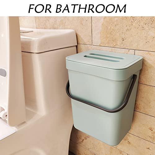 StoneSpace Compost Bin Indoor Kitchen Sealed, Mountable Compost Bucket, Hanging Food Waste Bin for Kitchen,1.3 Gallon/ 5L Blue
