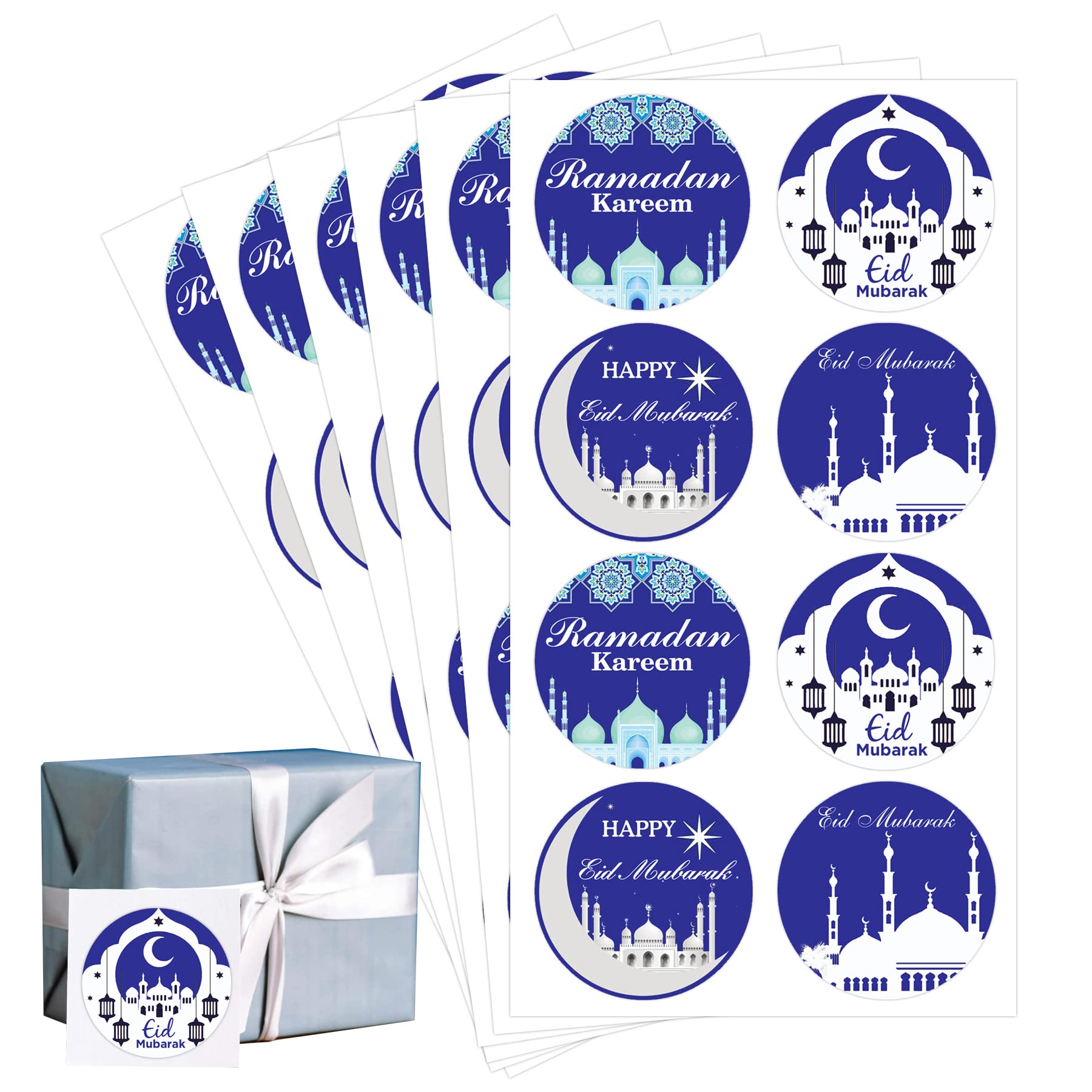 Ramadan Mubarak Stickers 400 PCS Eid Mubarak Stickers 2 inch Ramadan Kareem and Eid Mubarak Labels Eid Mubarak Gift Tag Stickers for Kids Eid Party