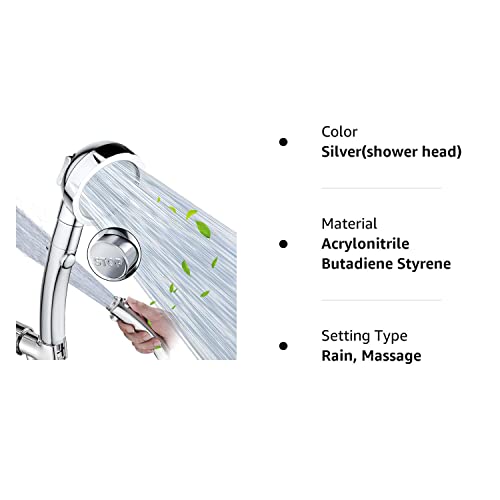 Nosame Shower,High Pressure Handheld Shower Head with ON/Off Pause Switch 3-Settings Water Saving Showerhead, Chrome Finish Bathroom 1.6 GPM Shower Accessorie