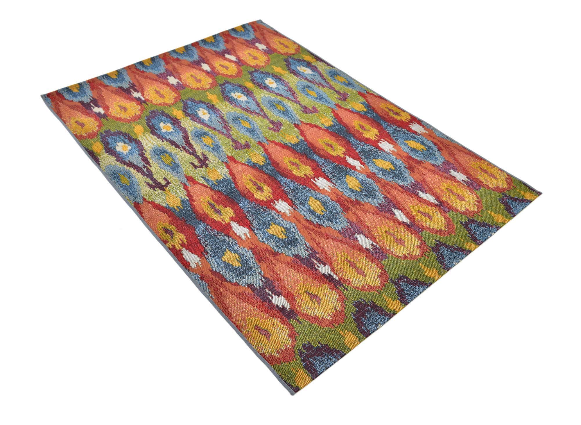Unique Loom Outdoor Modern Collection Area Rug - Ikat (4' 1" x 6' 1" Rectangle, Multi/ Burgundy)
