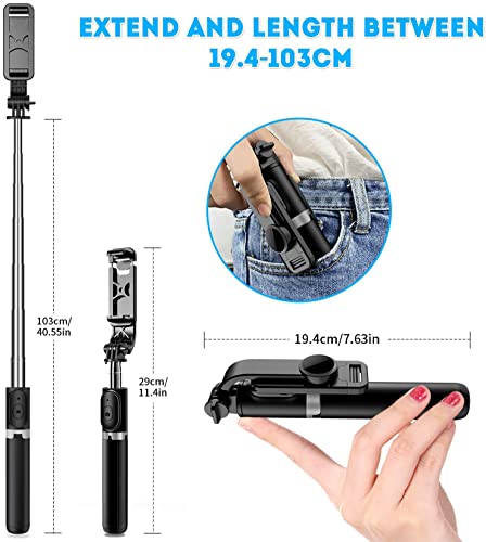 Selfie Stick Tripod with Remote Phone Recording Stand, Travel Tripod for iPhone Cell Phones, Cellphone Filming Tripod Travel Necessories Gift for Men Women, Tripode para Celulares Tripie para Celular