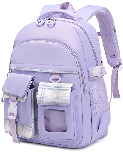 Vimivon Backpack for Girls Kids Elementary School Bag Checkered Water Resistant Teen Girl Travel Daypack Teen Girls Backpack