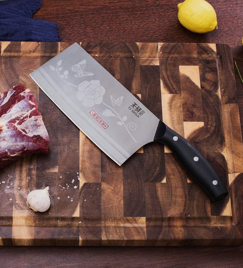 Meat Cleaver Knife 7.5 Inch, Ultra Sharp Chinese Chef's Knives, Full-tang Chopping Knife, 30Cr13 Steel Blade Thickness 2.5 mm, TJ SEGA Series TC1705