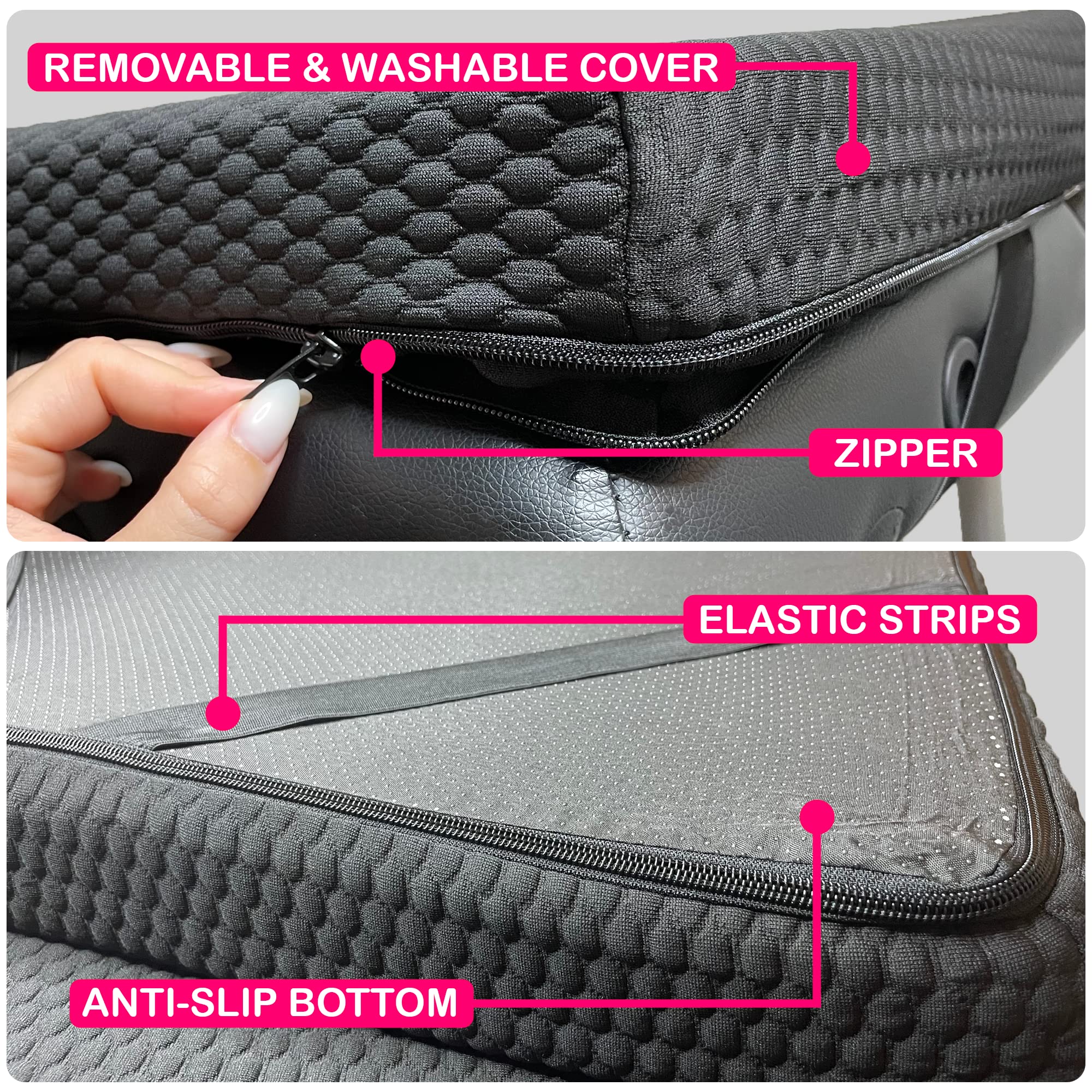 XOLLOZ | Lash Bed Mattress + Wipeable Cover + Pillow | Mattress with Four Corner Straps & Anti-Slip Bottom | Curved Pillow with Neck & Back Support | Wipeable Artificial Leather Bed Cover