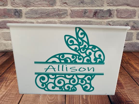Personalized Easter Basket For Kids - Custom Bucket With Name - Pail for Gift With Handles - Decor (White Bucket)