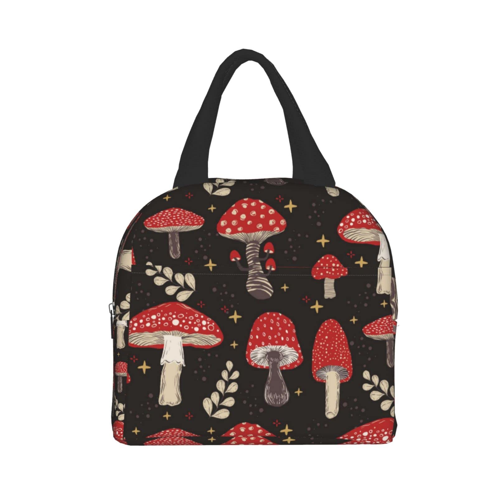 Lunch Bag Cute Cartoon Mushroom With Stars Insulated Lunch Box Reusable Lunch Bags Meal Portable Container Tote For Men Women Work Travel Picnic