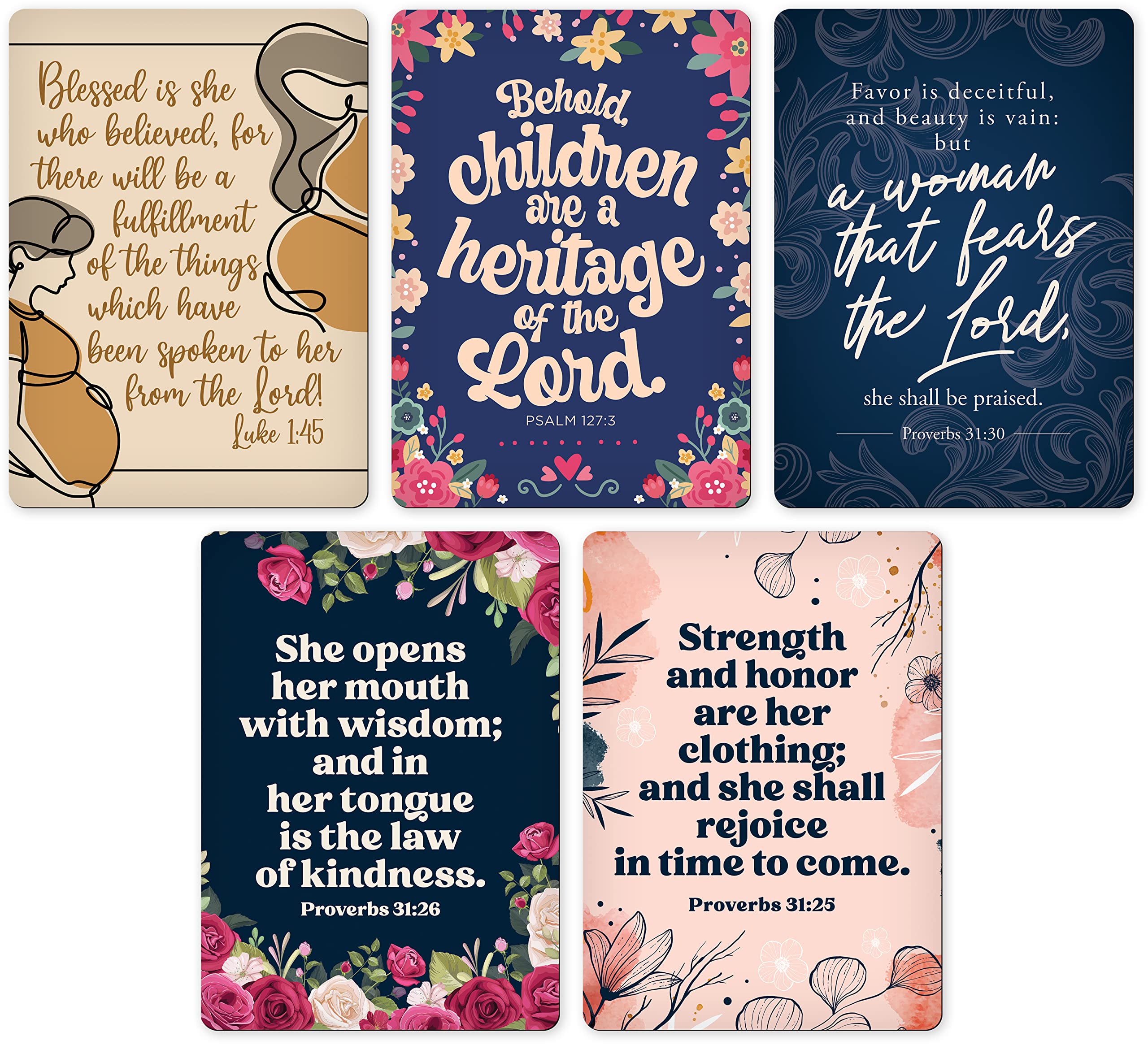Motherhood Scripture Magnets, Bulk Set of 5 Mothers Day Gifts, Inspirational Christian Fridge Magnets for Women, Cute Religious Bible Verse Tokens for Whiteboards, Classrooms, & Memorization
