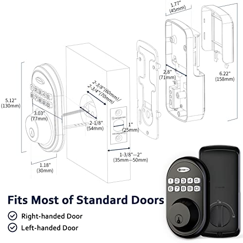 OrangeLion Keyless Entry Deadbolt Lock, Electronic Keypad Door Lock, Auto Lock, 1 Touch Locking, 20 User Codes, Easy to Install, Oil Rubbed Bronze