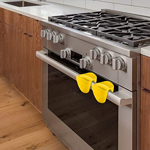 KUFUNG Silicone Cooking Pinch Grips Oven Mitts, Finger Protector Pot Holder for Kitchen,Cooking,Baking,BBQ - Heat Resistant Gloves (Yellow)
