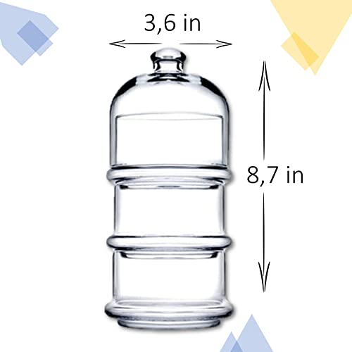 UMS 3-tier glass Stackable jar - Clear Apothecary Jars with Lid - Storage Container for Food, Candy, Biscuit, Cookie, Kitchen and Bathroom Organizer, Glass Pantry Jars