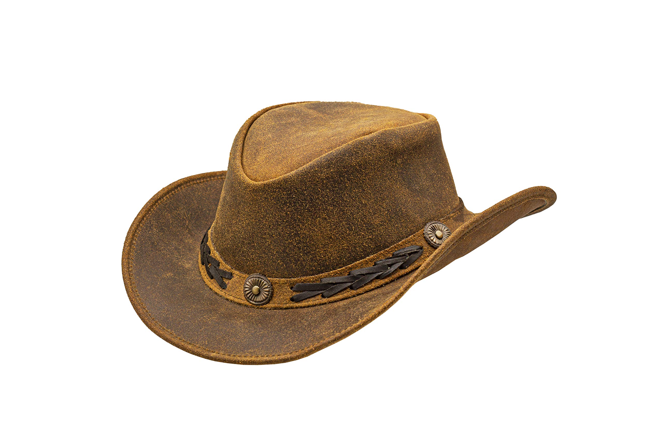 HADZAM Leather Cowboy hat Shapeable into Outback hat, Australian Hats for Men & Women (US, Alpha, Large, Brown)