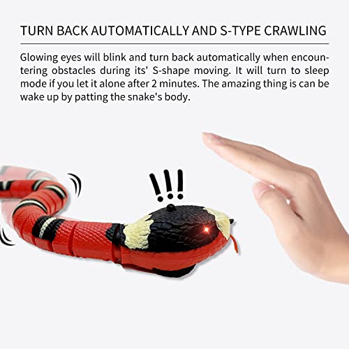 Pet2U Snake Cat Toy for Cats 1PC, Smart Sensing Snake Rechargeable, Automatically Sense Obstacles and Escape, Realistic S-Shaped Moving Electro-Sensing Cat Snake Toy, Great Interactive Toys for Cats