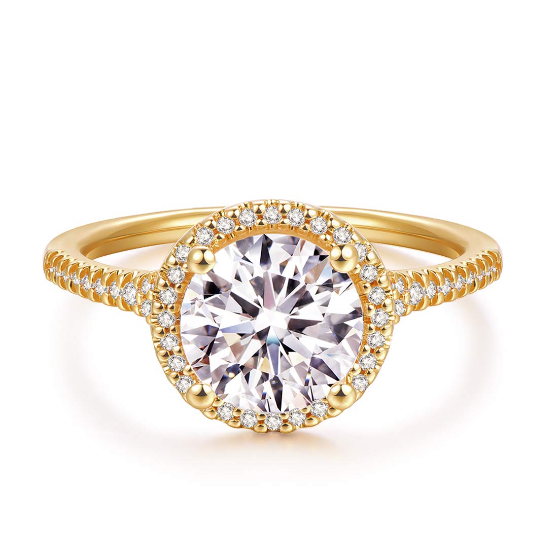 HAFEEZ CENTER 2 Carat Round Brilliant Cut Simulated Diamond Cubic Zirconia CZ Engagement Ring for Women (6)