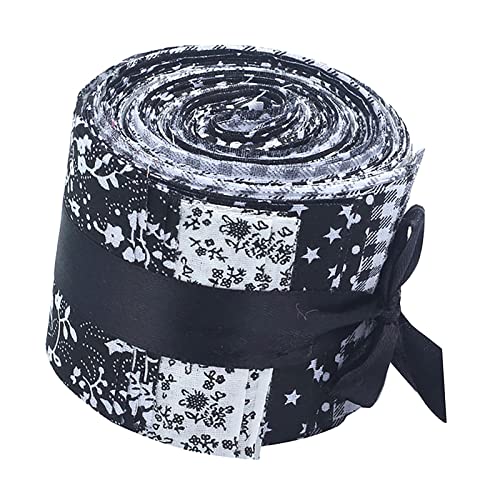 Newmind 20Pack 2.4 inch Jelly Roll Floral Quilt Strips Patchwork Sewing Supplies for DIY Clothes - Black