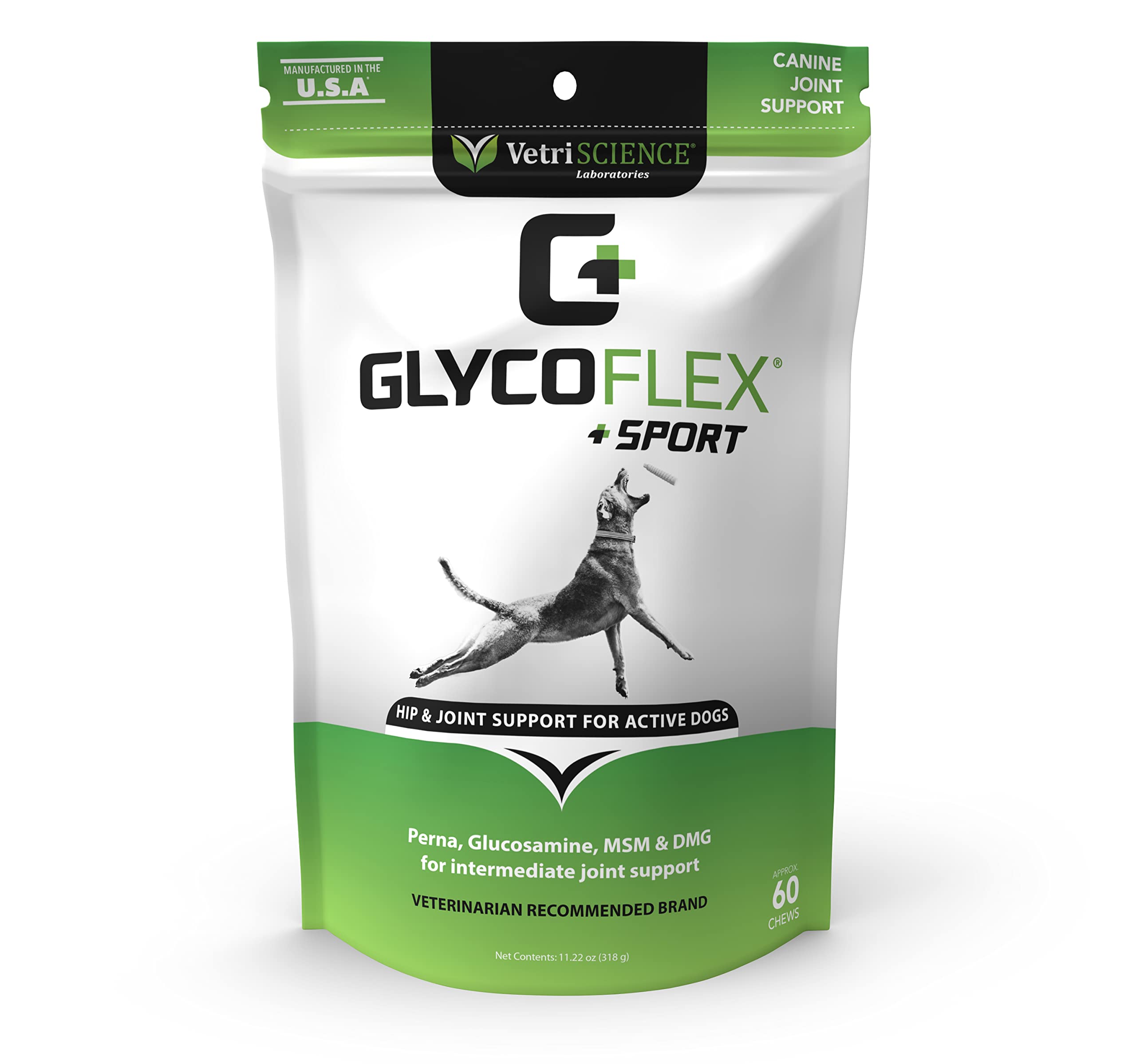 VetriScience GlycoFlex Sport Hip and Joint Supplement for Dogs – Joint Support Chews with Green-Lipped Mussel, DMG, and Glucosamine for Dogs, Chicken Liver Flavor