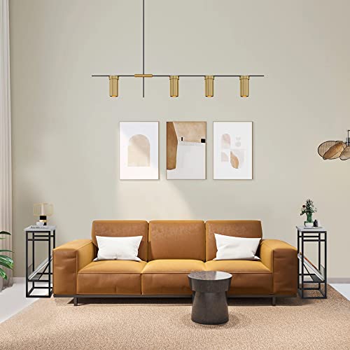 Unglehome End Table, Narrow Nightstand, Skinny Bedside Tables, Small Side Table for Small Spaces with Magazine Holder Rustic Slim Little Thin Table for Living Room, Bedroom, Sofa-Light Grey