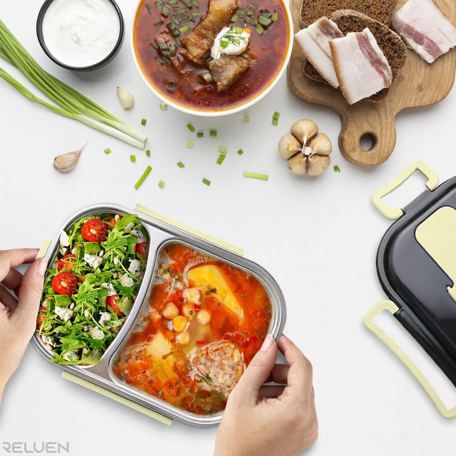 Lunch Box for Adults - Lunch Container with Compartments - Stainless Steel Lunch Box Food Warmer - Reusable Bento Box Lunch Warmer For Heating Food - Bento Lunch Box for Office Work for Men Women