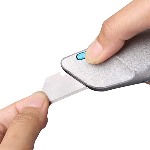 Nova Squeeze Trigger Utility Knife and Heavy Duty Box Cutter, Self Retractable Safety Knife, Ergonomic Aluminum Body, Safety-Lock Design, Durable and Safe