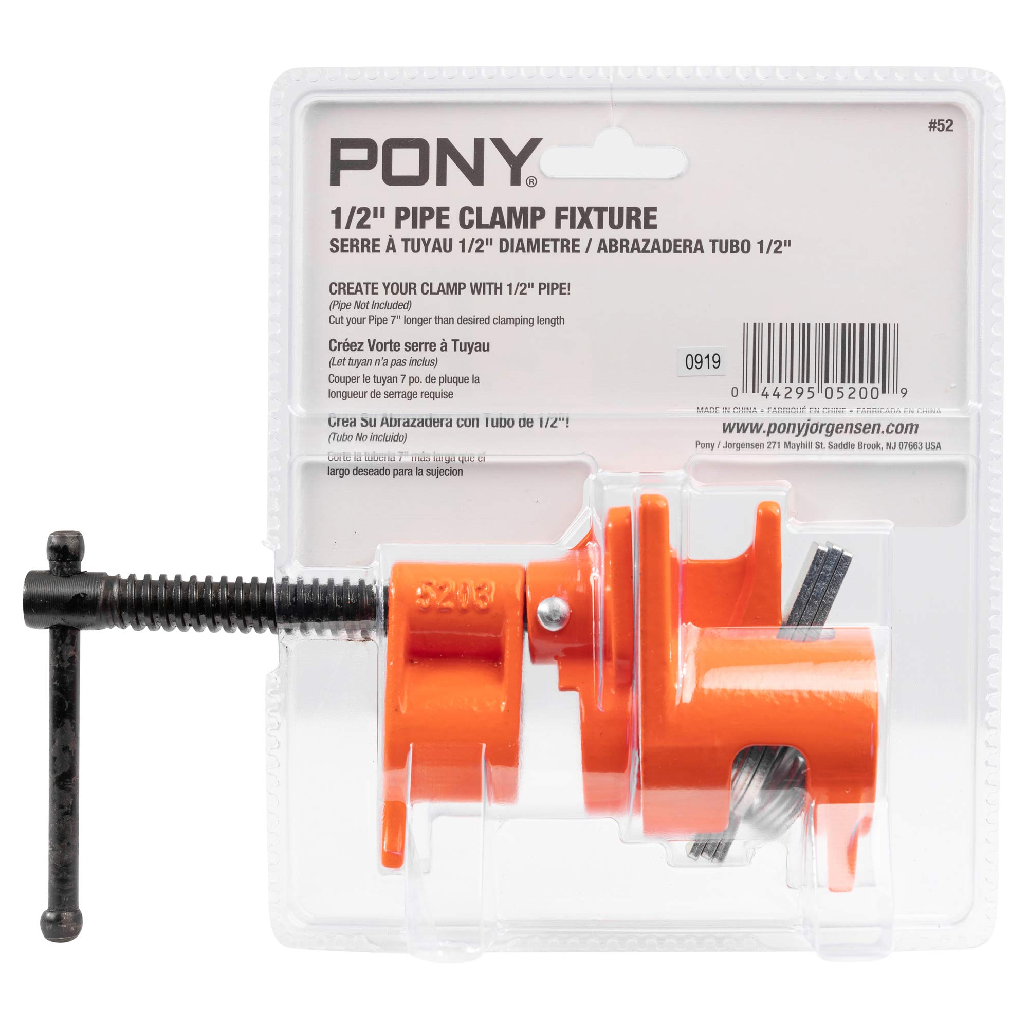 Pony Jorgensen 52 Pipe Clamp, Fixture for 1/2-Inch Black Pipe, Pack 1